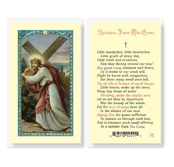 LAMINATED HOLY CARD - SPLINTERS FROM CROSS | EWTN Religious Catalogue
