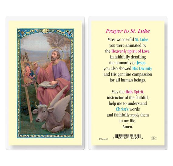 LAMINATED HOLY CARD - ST. LUKE | EWTN Religious Catalogue