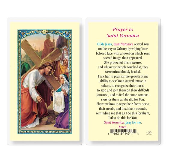 LAMINATED HOLY CARD - ST. VERONICA | EWTN Religious Catalogue