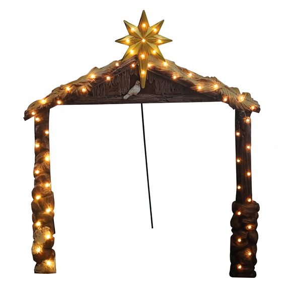 OUTDOOR REAL LIFE NATIVITY - LIGHTED STABLE | EWTN Religious Catalogue
