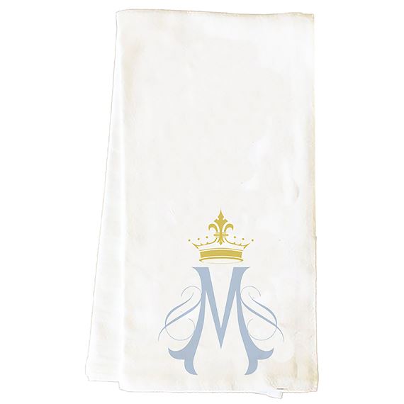 MARIAN SYMBOL WITH CROWN - TEA TOWEL | EWTN Religious Catalogue